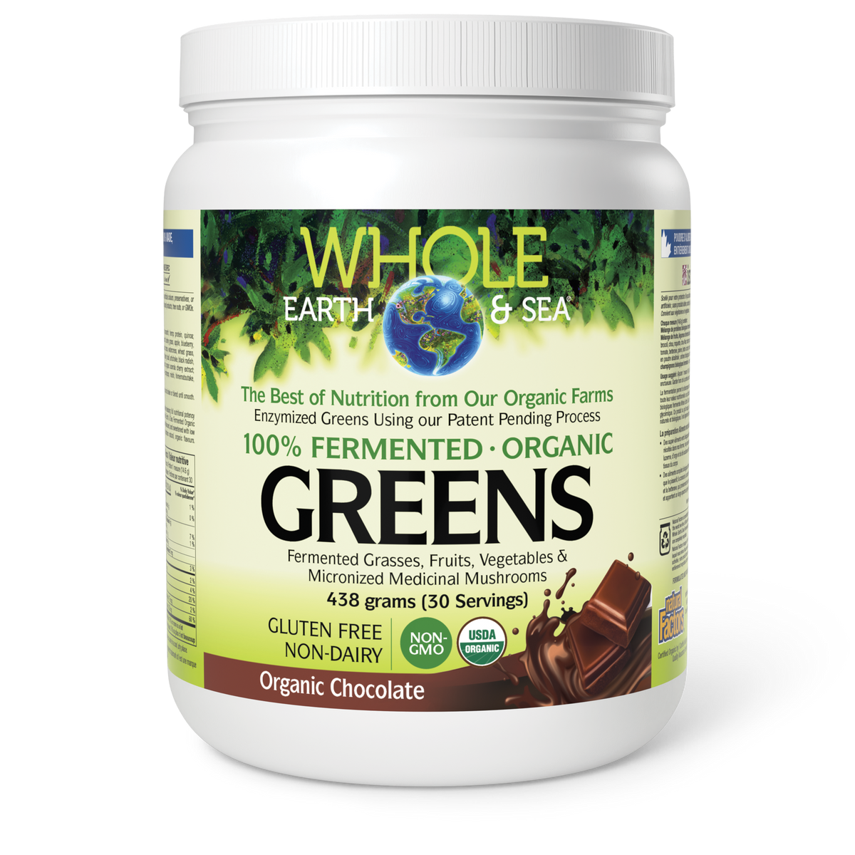 Whole Earth & Sea 100% Fermented Organic Greens - Chocolate 438g ...
