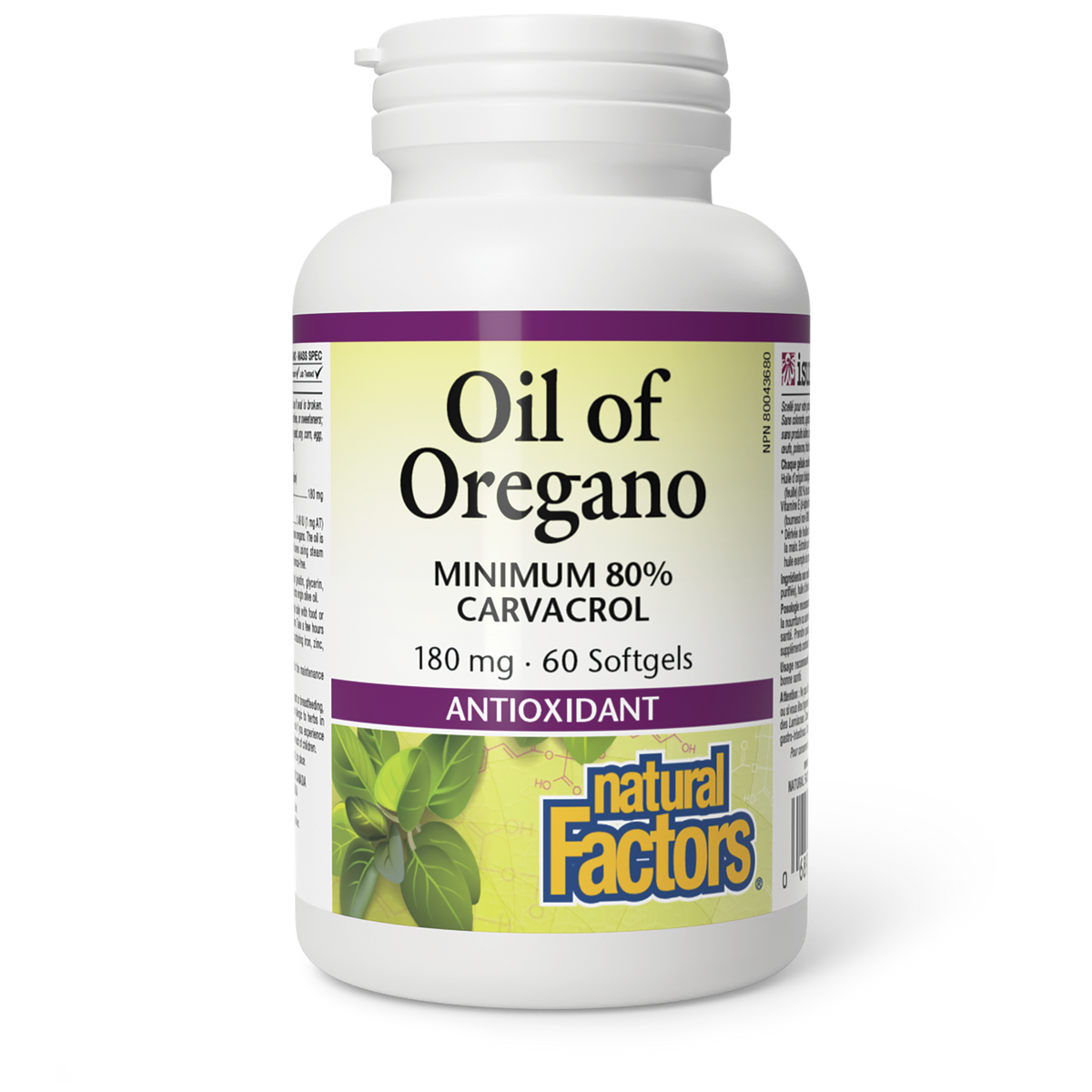 Natural Factors Oil of Oregano 180mg 60 Gelatin Softgels — Bluewater ...